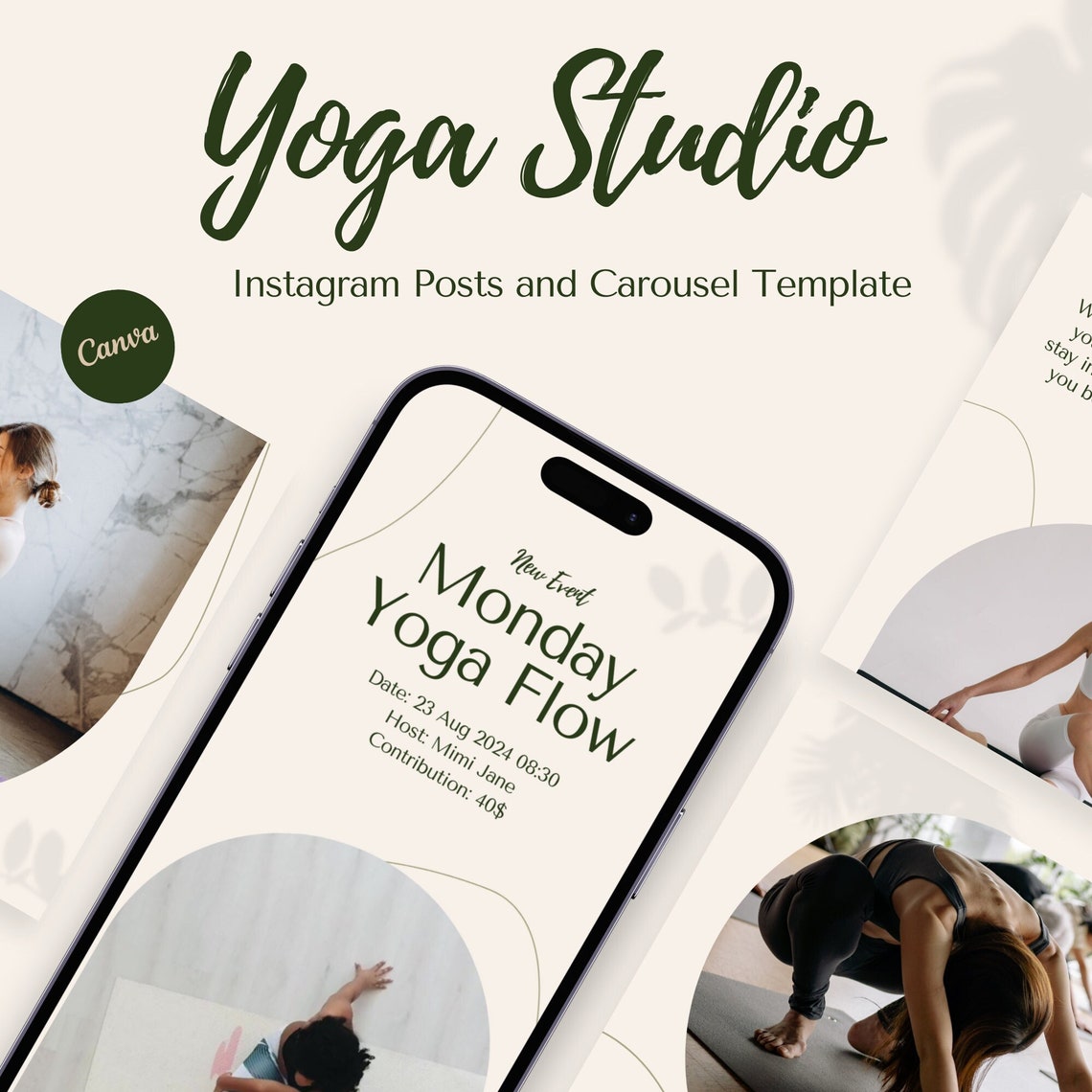 Yoga Studio Instagram Templates | Yoga Studio Canva Template | Yoga ...
