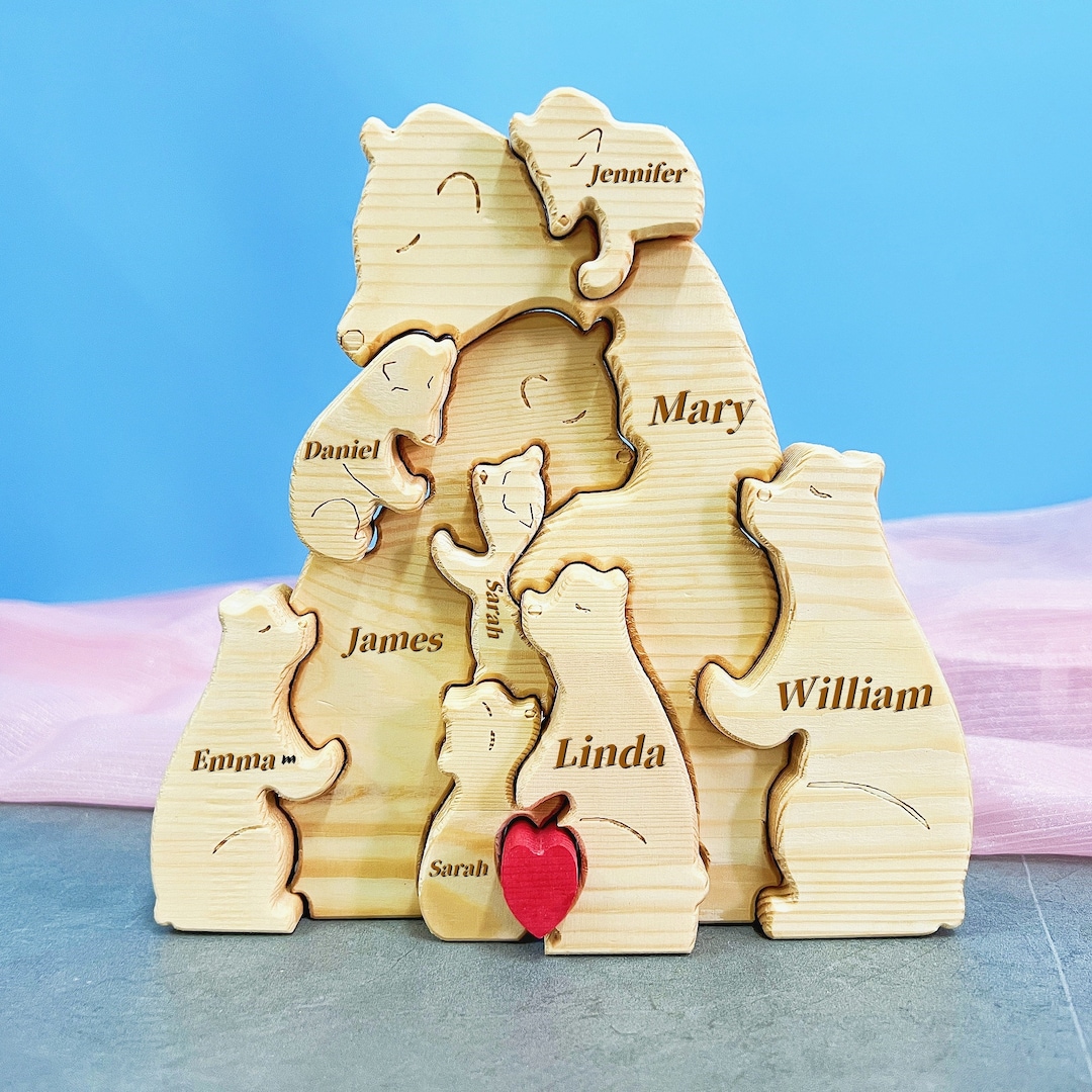 9 Bear Family Puzzle,wooden Bear Family Puzzle,wooden Animal Puzzle ...