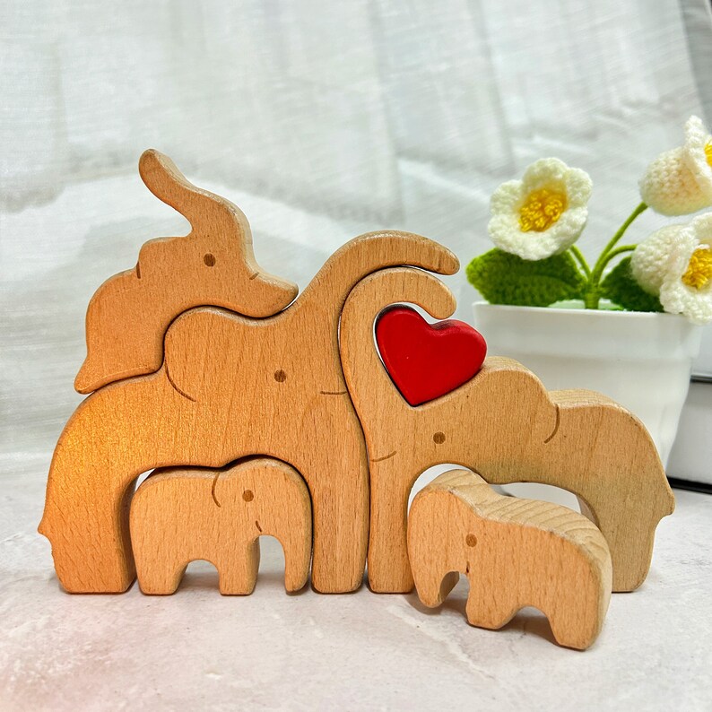 Wooden Carved Elephant Puzzles,all Family Members Together ...
