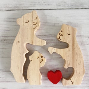 Family Wooden Hug Bears Puzzle,personalized Family Puzzle,bear Lover ...