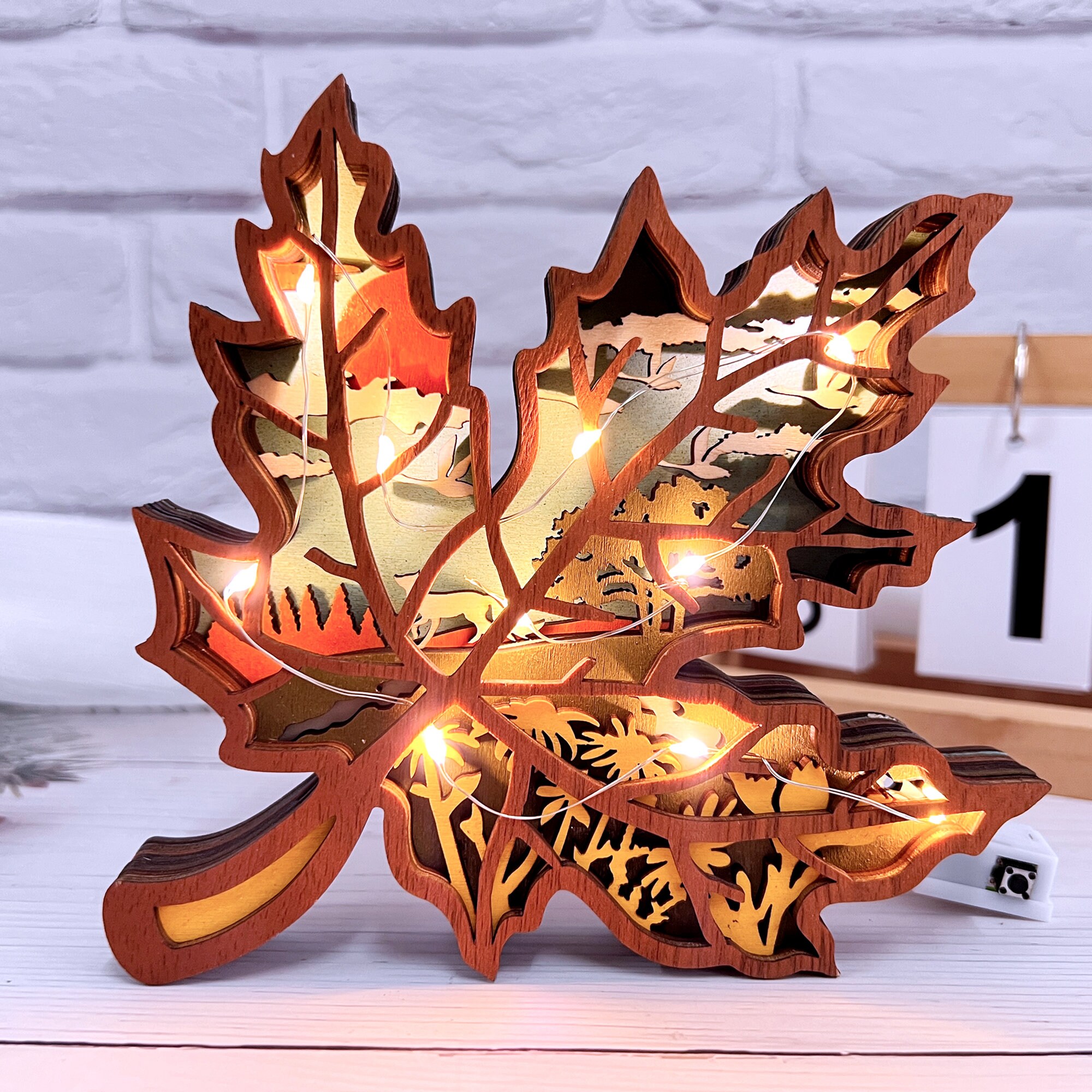3D Wooden Hollow Maple Leaf Lamp,national Day,anniversary Gift ...