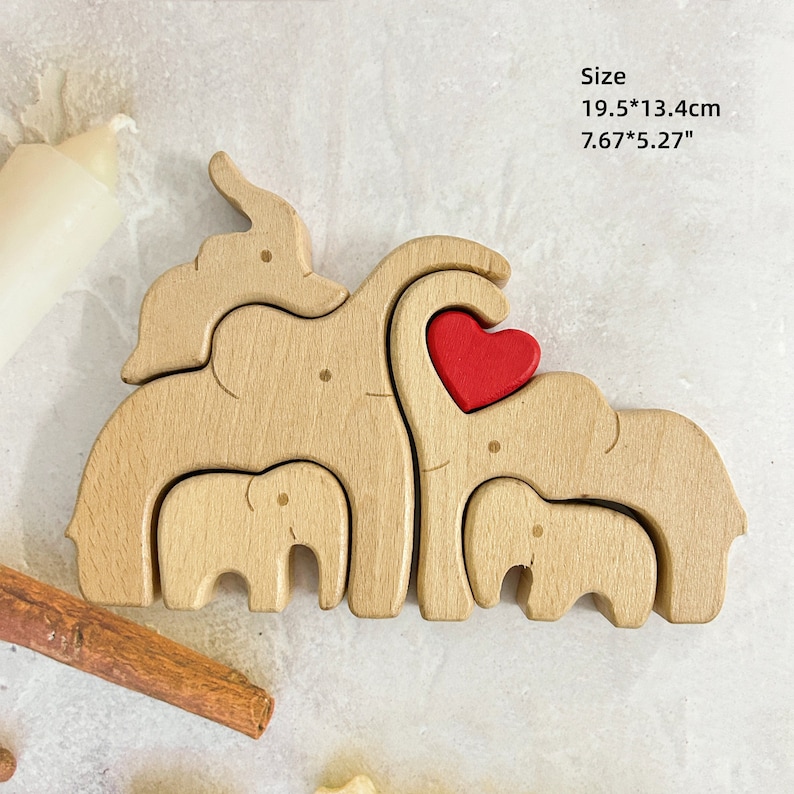 Wooden Carved Elephant Puzzles,all Family Members Together ...