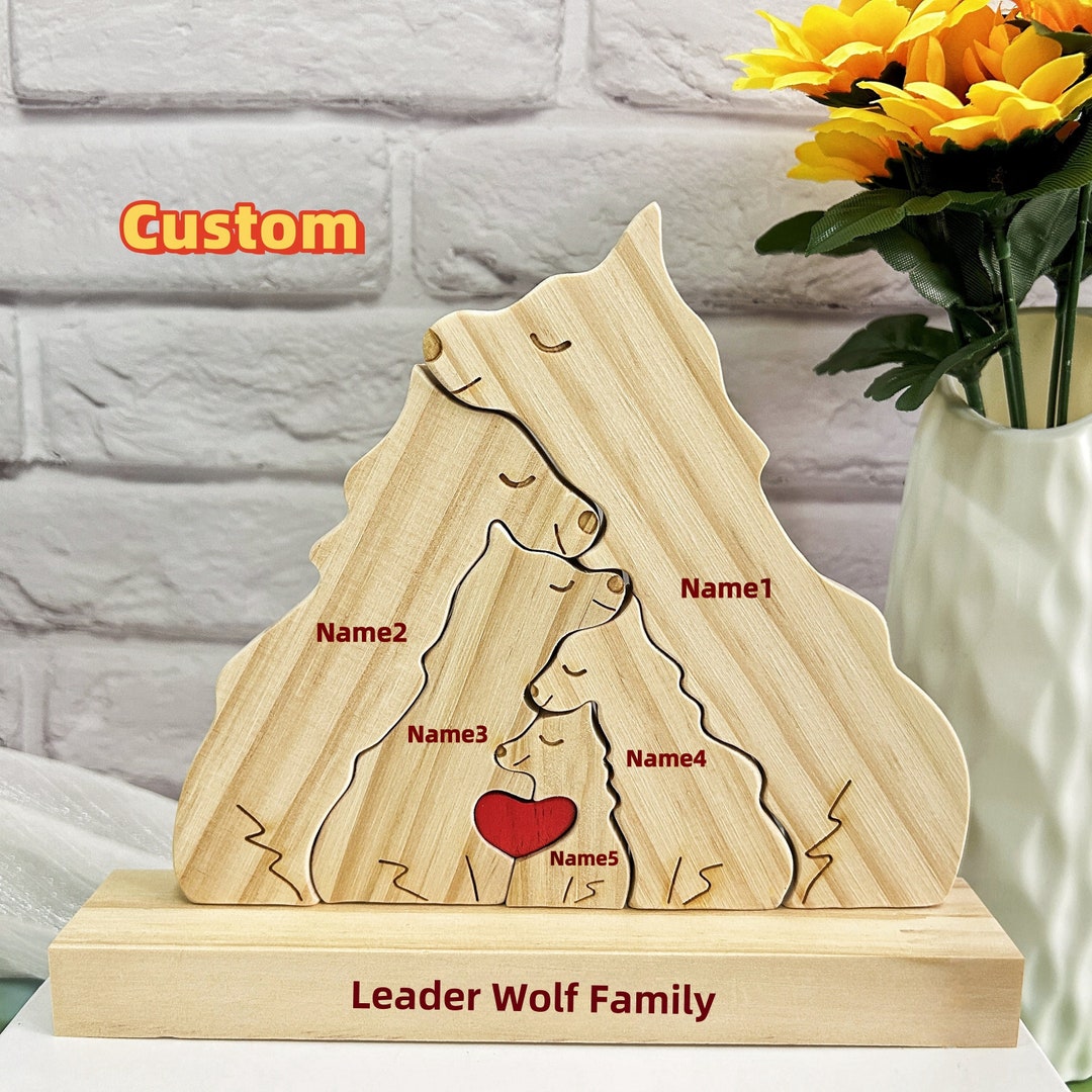 Wooden Wolf Family Puzzle-name Puzzle-child Puzzle-personalize Gift ...