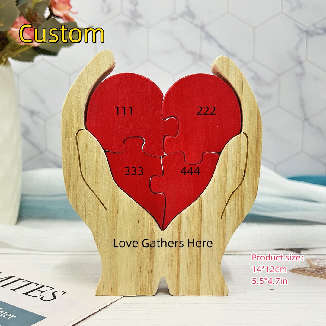 Wooden Heart Family Puzzle,gift for Children,gifts for Wives,family ...