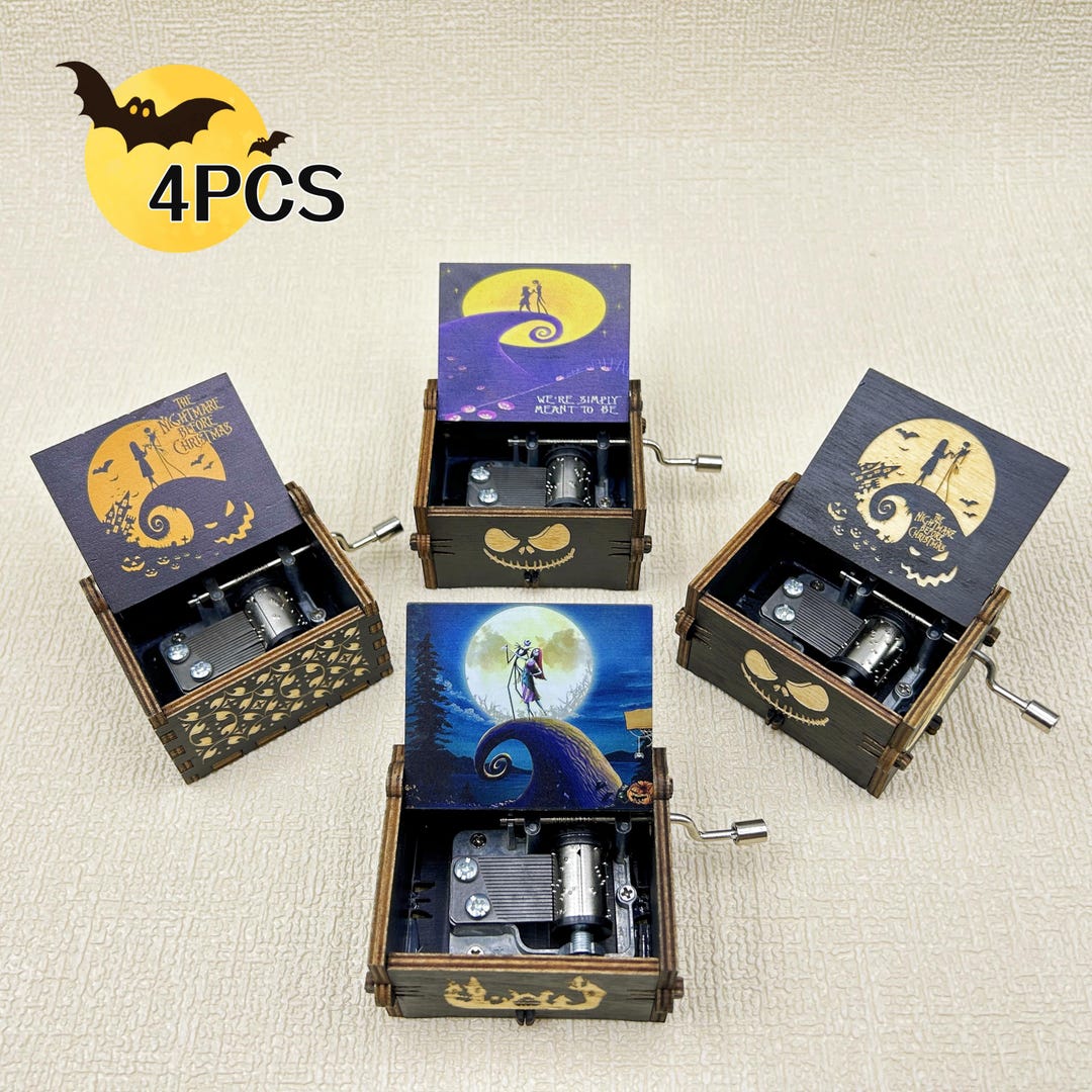 Halloween Wooden Music Box,couple Gift Music Theme Box,classical Carved ...