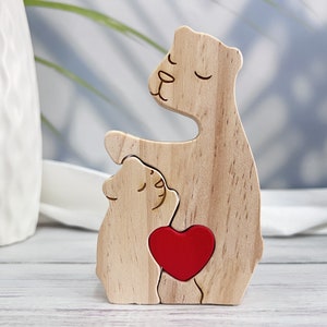 Family Wooden Hug Bears Puzzle,personalized Family Puzzle,bear Lover ...