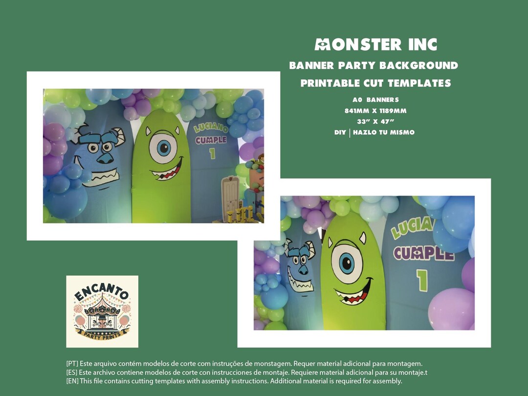 Monster Inc. Banner for Party Decoration. A0 Size Cut Templates. Party ...