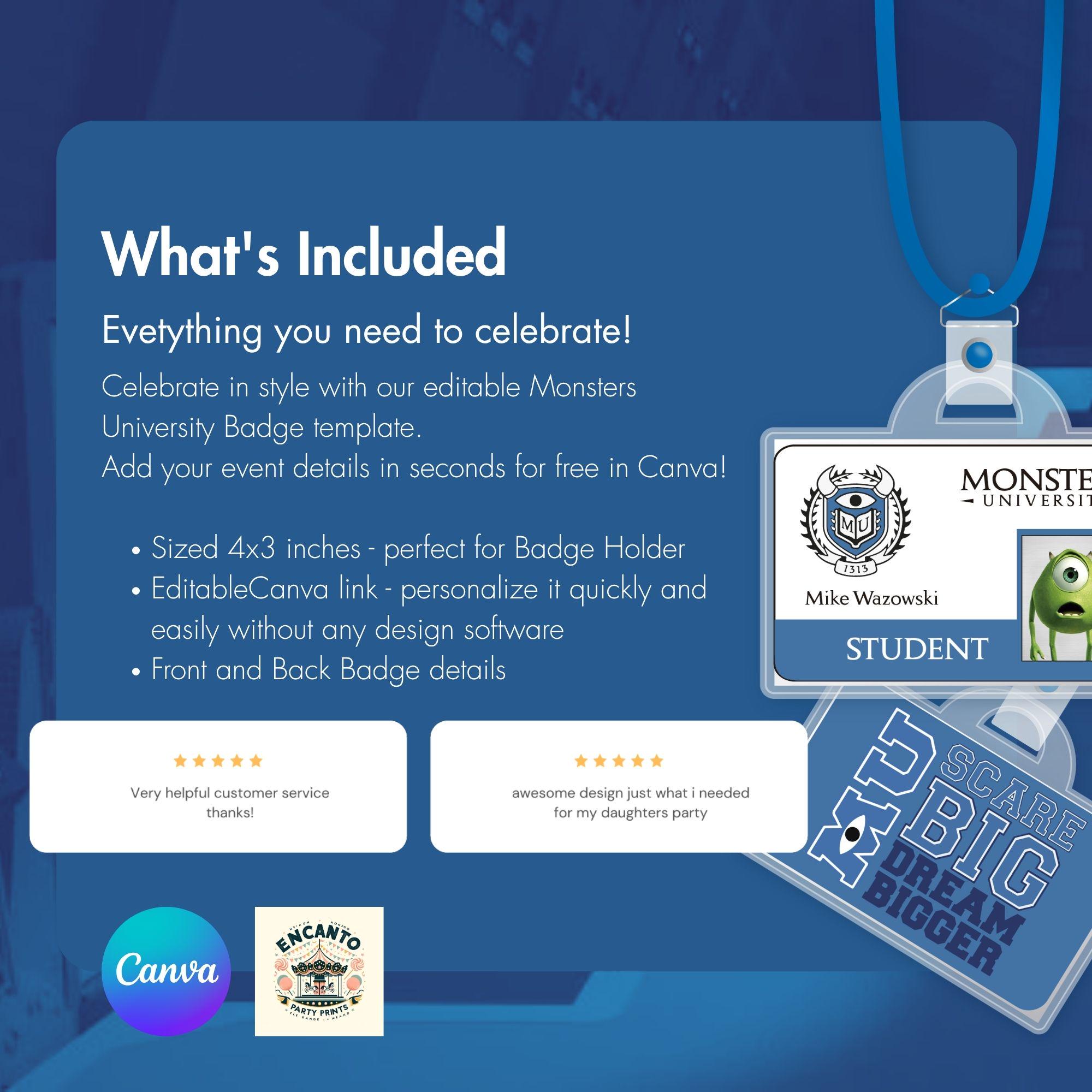 Editable Monsters University Badge | Monster Inc Birthday | Mike ...