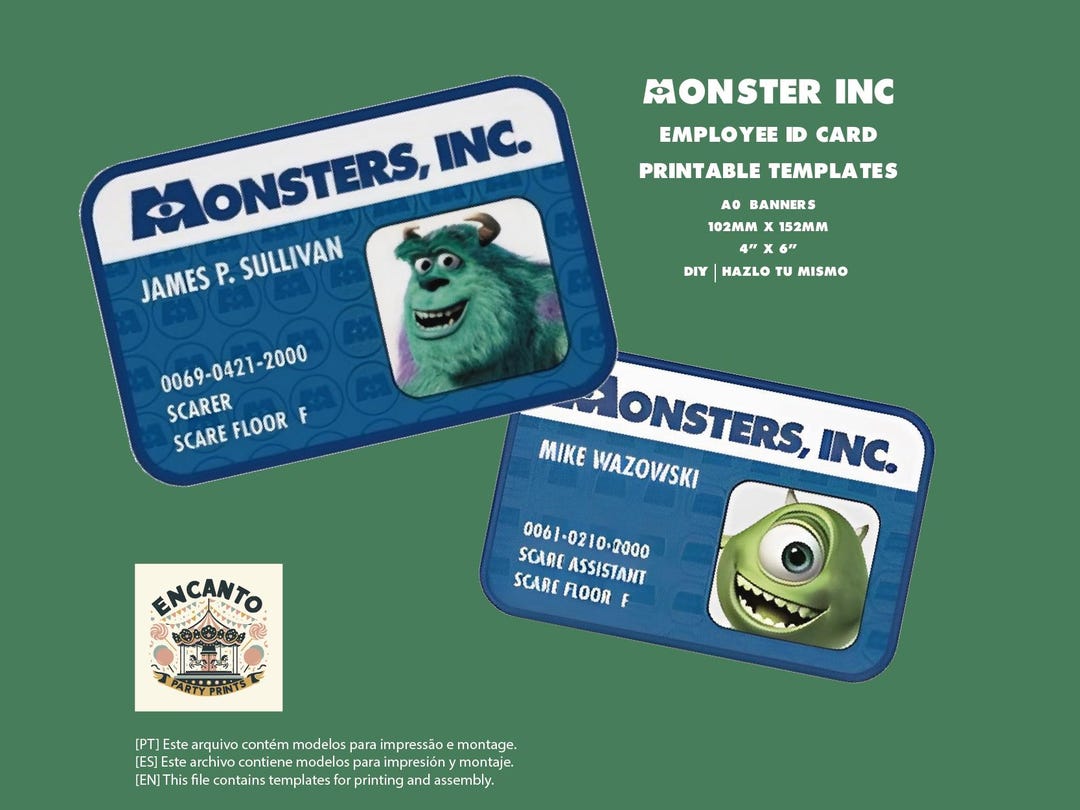 Monster Inc. “scarer of the Month” Identification Card for Parties ...