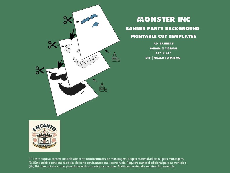 Monster Inc. Banner for Party Decoration. A0 Size Cut Templates. Party ...