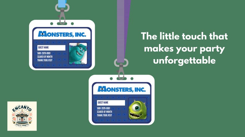 Monster Inc. “scarer of the Month” Identification Badge Card for ...