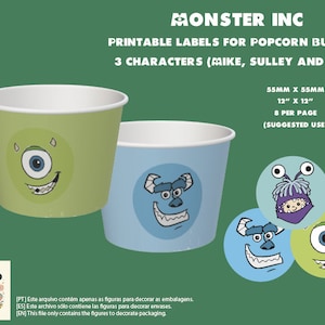 Printable Monsters Inc Labels for Popcorn Buckets Party Decoration - Etsy