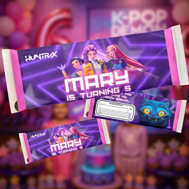 Kpop Chocolate Bar Wrapper Template | Printable Candy Bar Label | Demon ...