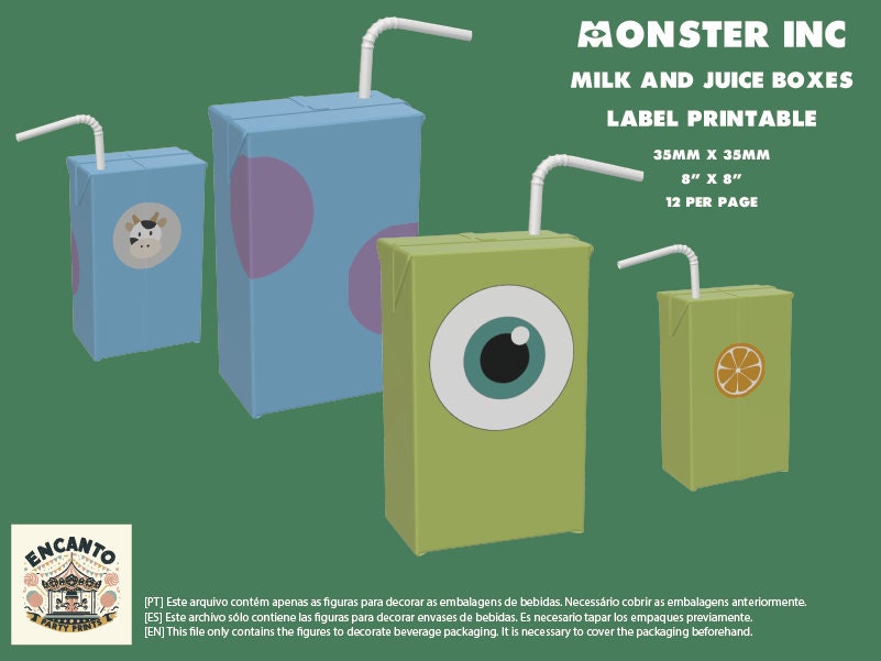 Printable Monsters Inc Labels for Milk and Juice Boxes Party ...