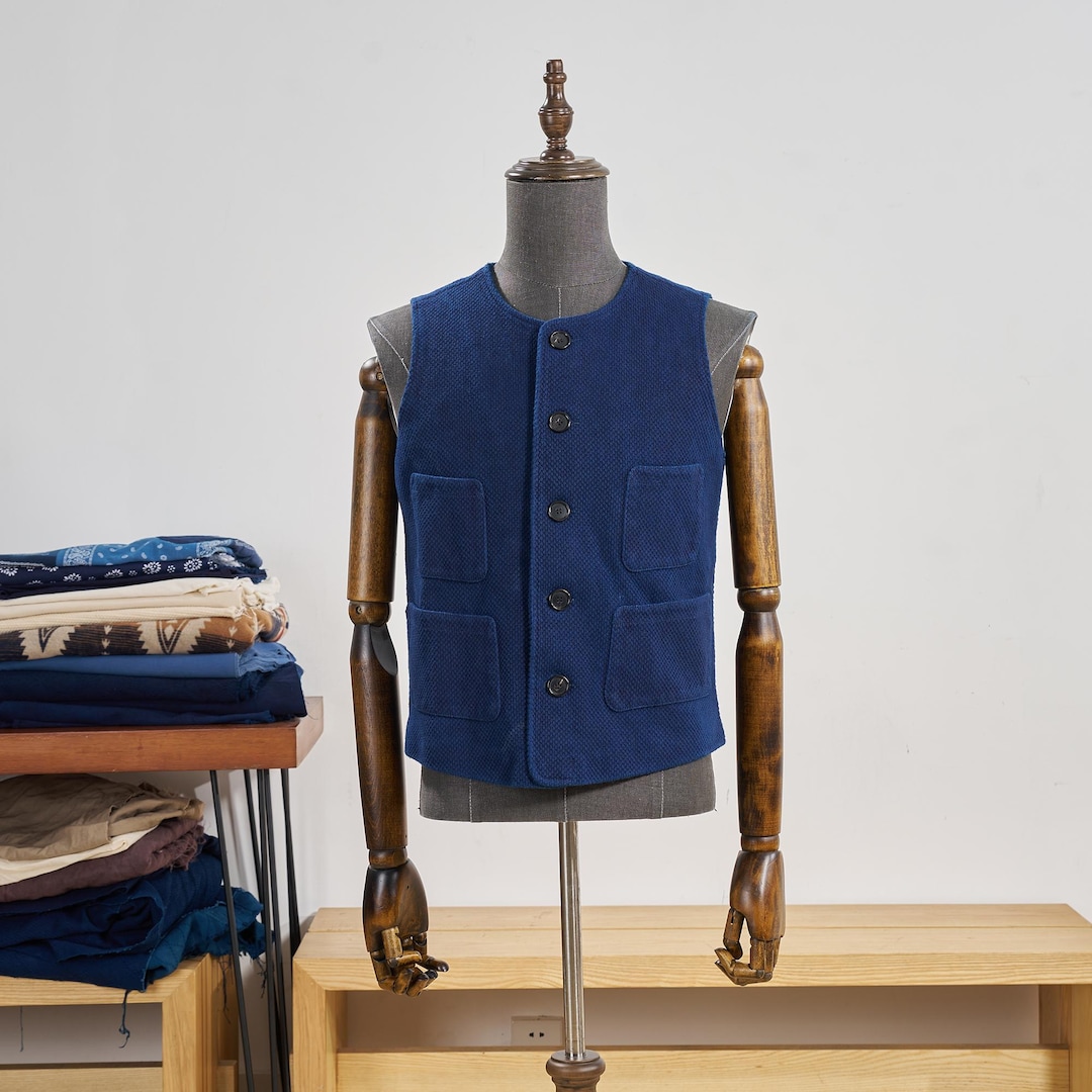 Vintage Indigo Sashiko Vest Men Women Japanese Indigo Dyed Kendo ...