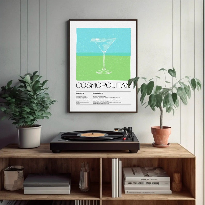 Margarita & Cosmopolitan Cocktail Print Digital Download Speakeasy ...
