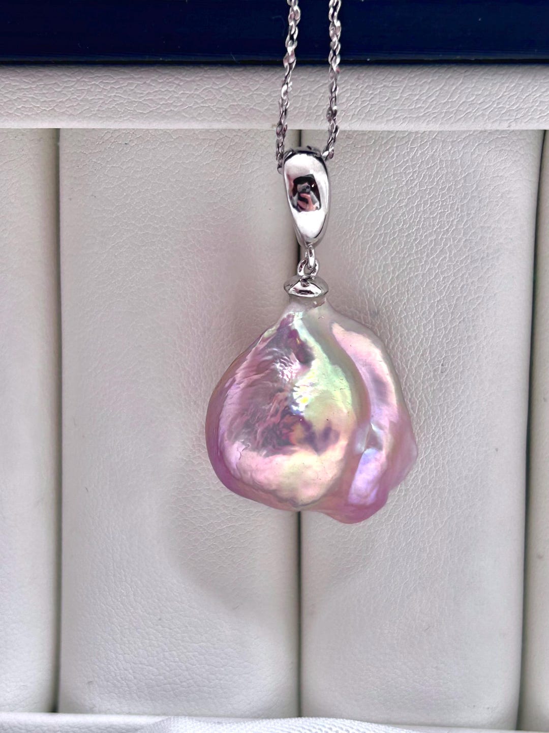 Exceptional Mirror-luster Pink Baroque Pearl Pendant – 925 Sterling ...