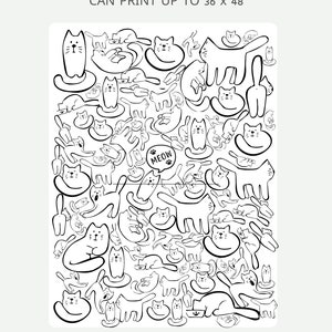100 CATS Colouring Poster - Etsy