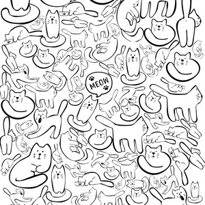 100 CATS Colouring Poster - Etsy