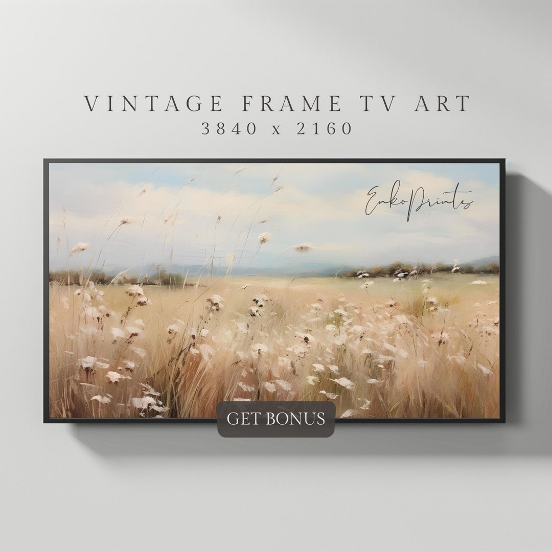 Spring Wildflower Field Frame TV Art, Country Flowers Art, Warm Tone ...
