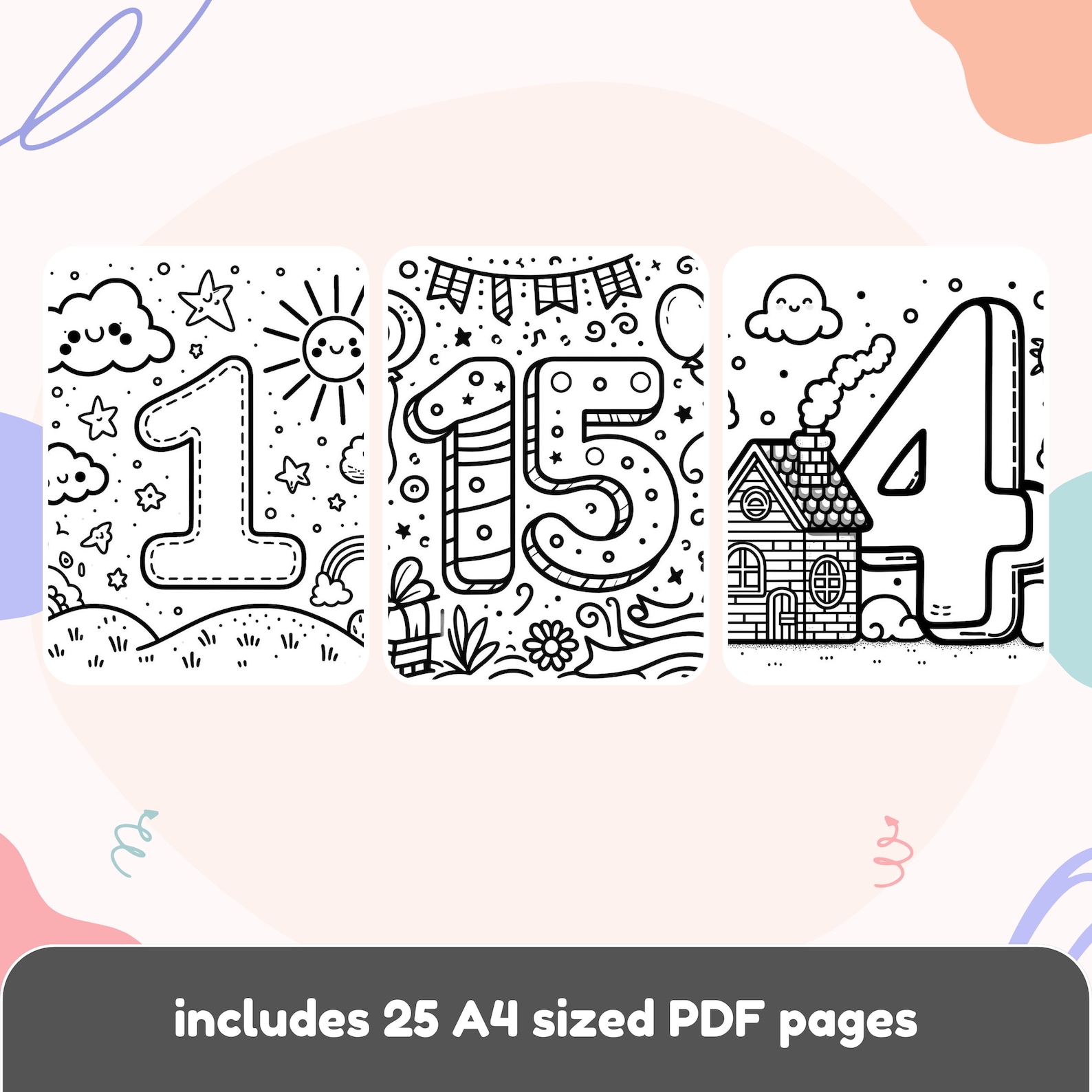 Number Coloring Pages Kids Coloring Book Printable Maths Worksheet ...