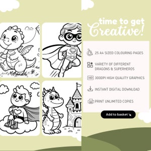 Kids Coloring Book Printable Superhero Worksheet Preschool Activity ...