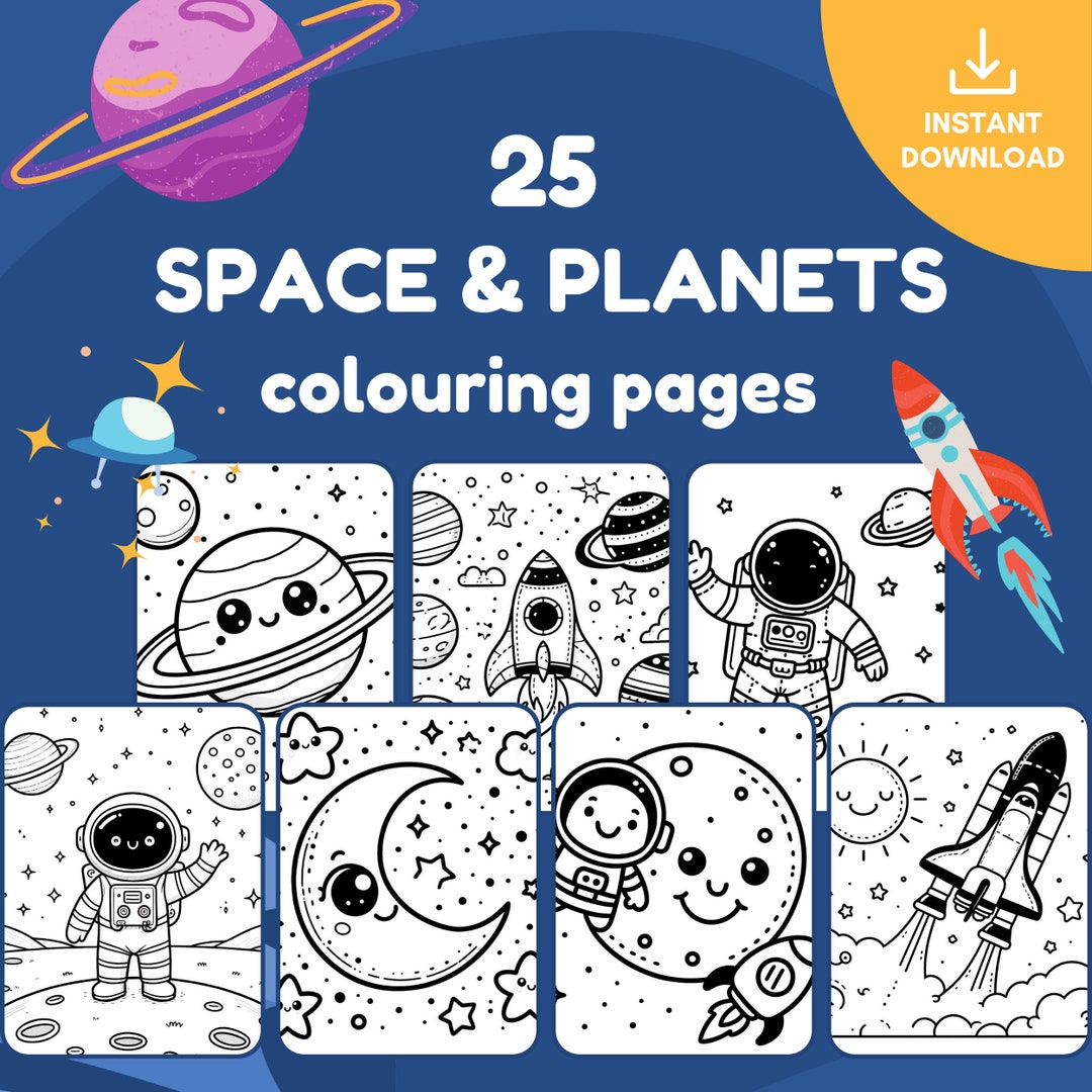Space Coloring Pages Printable Coloring Book Kids Stars Planets ...