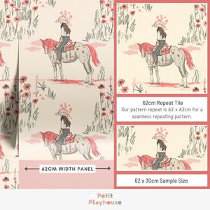 Cowgirl Wallpaper for Girls Room Pink Wild West Wall Decor Peel and ...