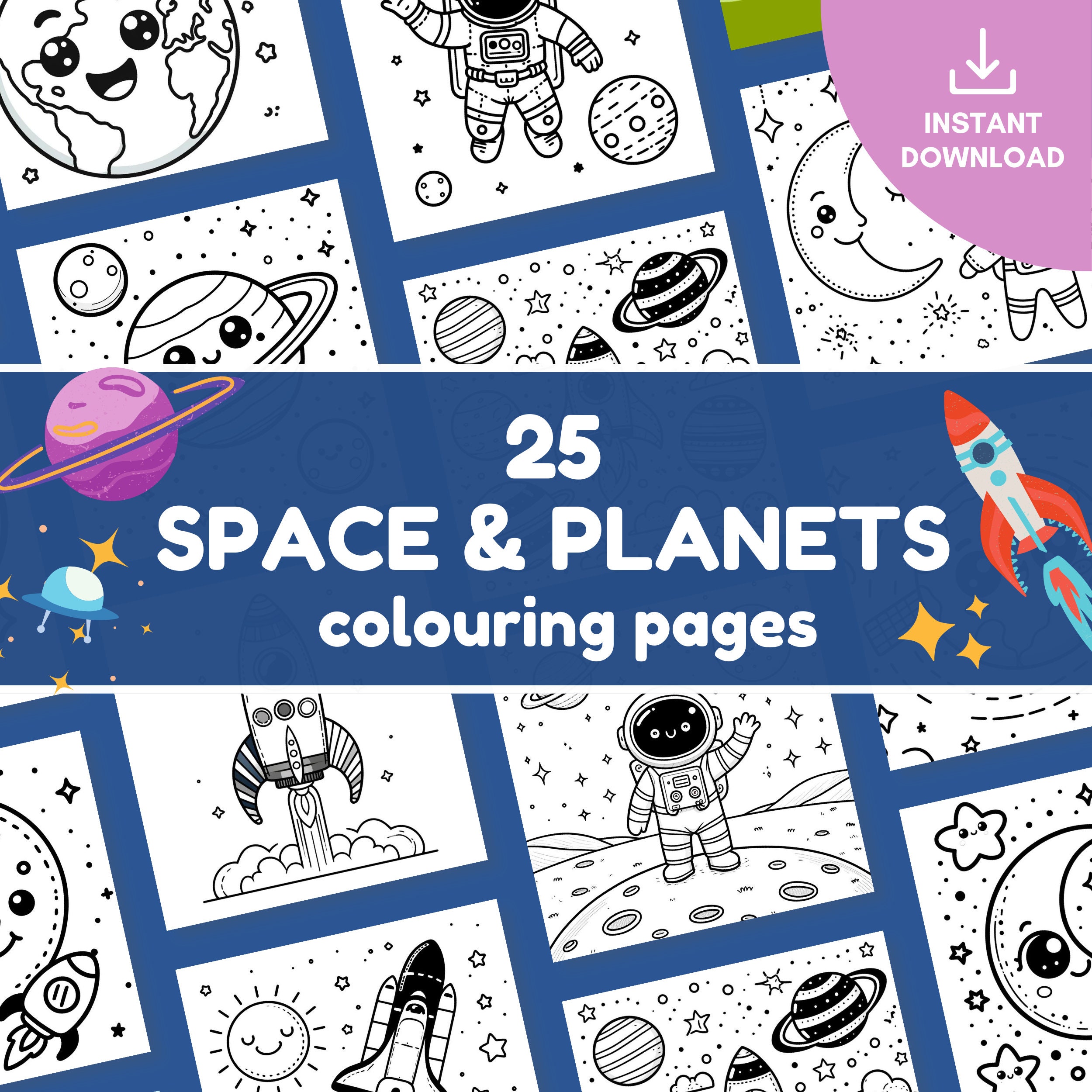 Kids Coloring Pages Printable Space Planets Stars Astronaut Activity ...