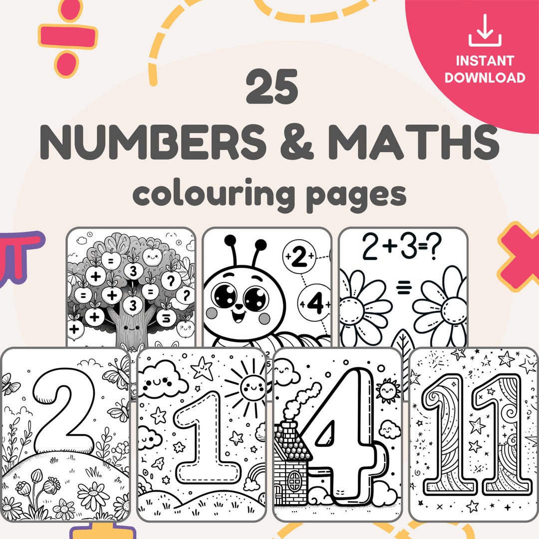 Number Coloring Pages Kids Coloring Book Printable Maths Worksheet ...