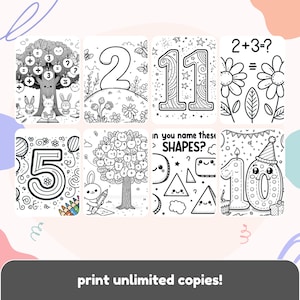 Printable Coloring Book Numbers Maths Worksheet Preschool Downloadable ...