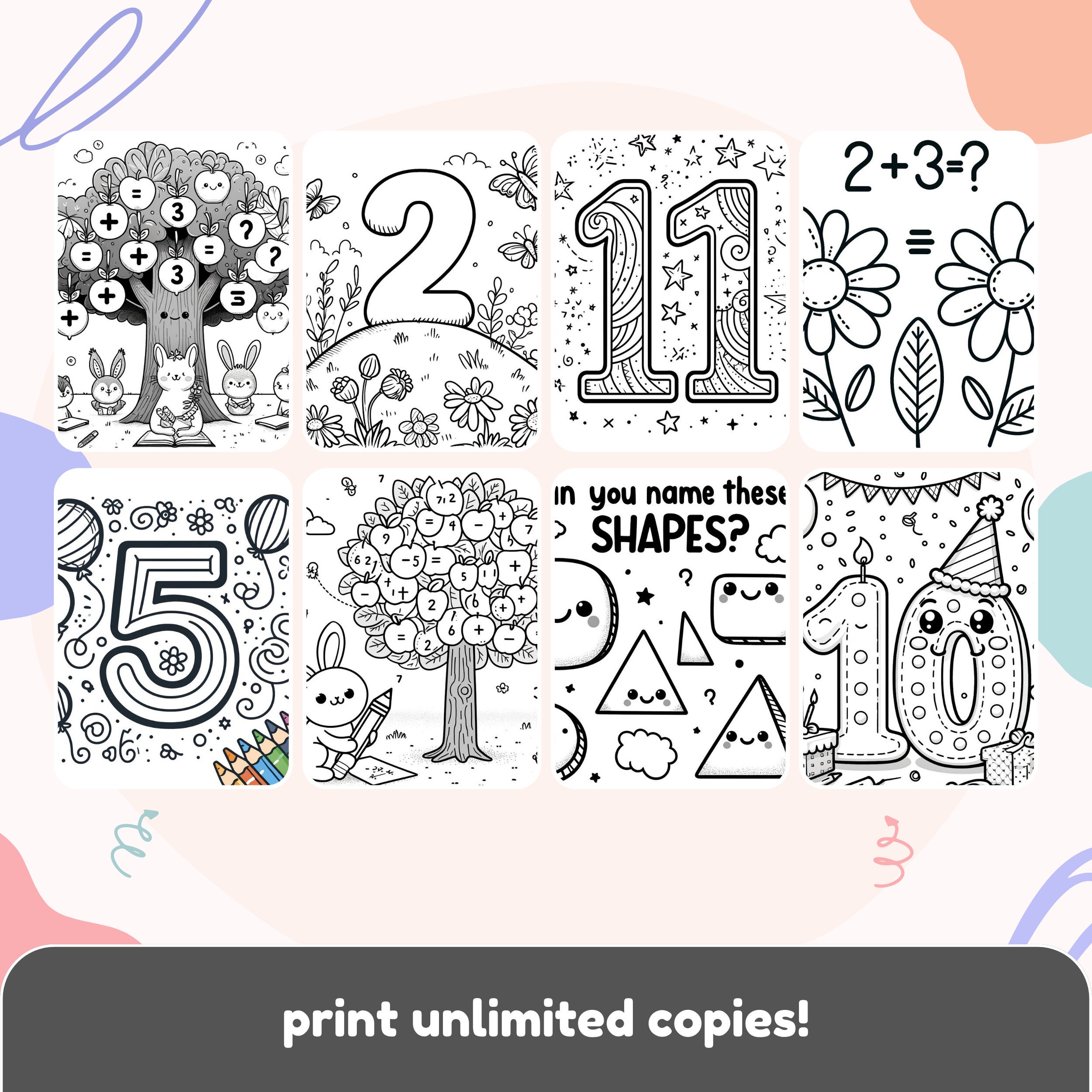 Number Coloring Pages Kids Coloring Book Printable Maths Worksheet ...
