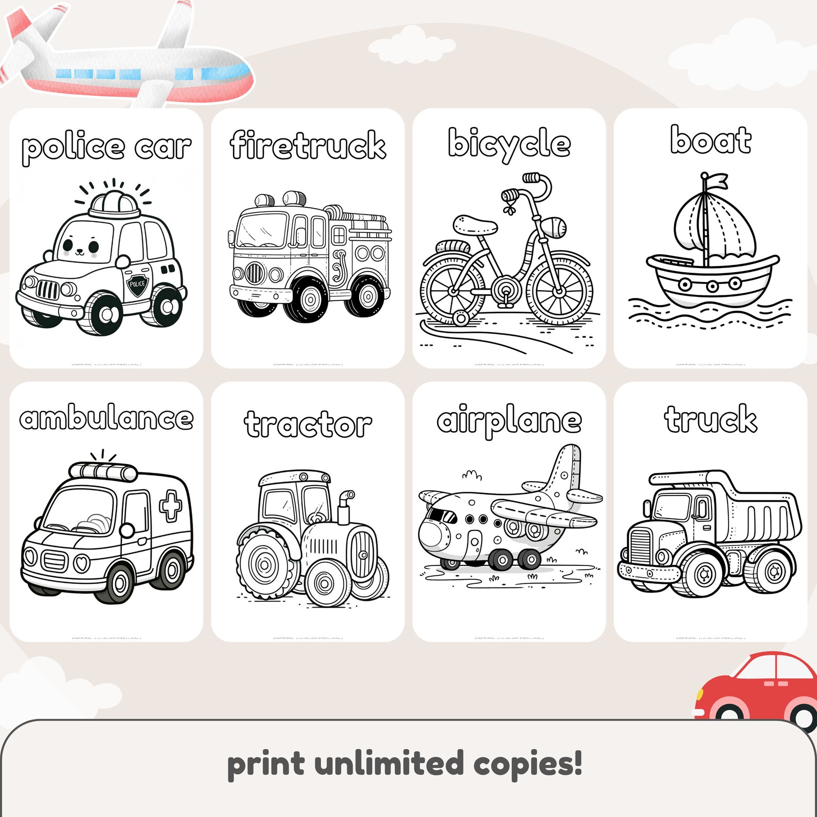 Printable Coloring Book Travel Kids Coloring Page Preschool Activity ...