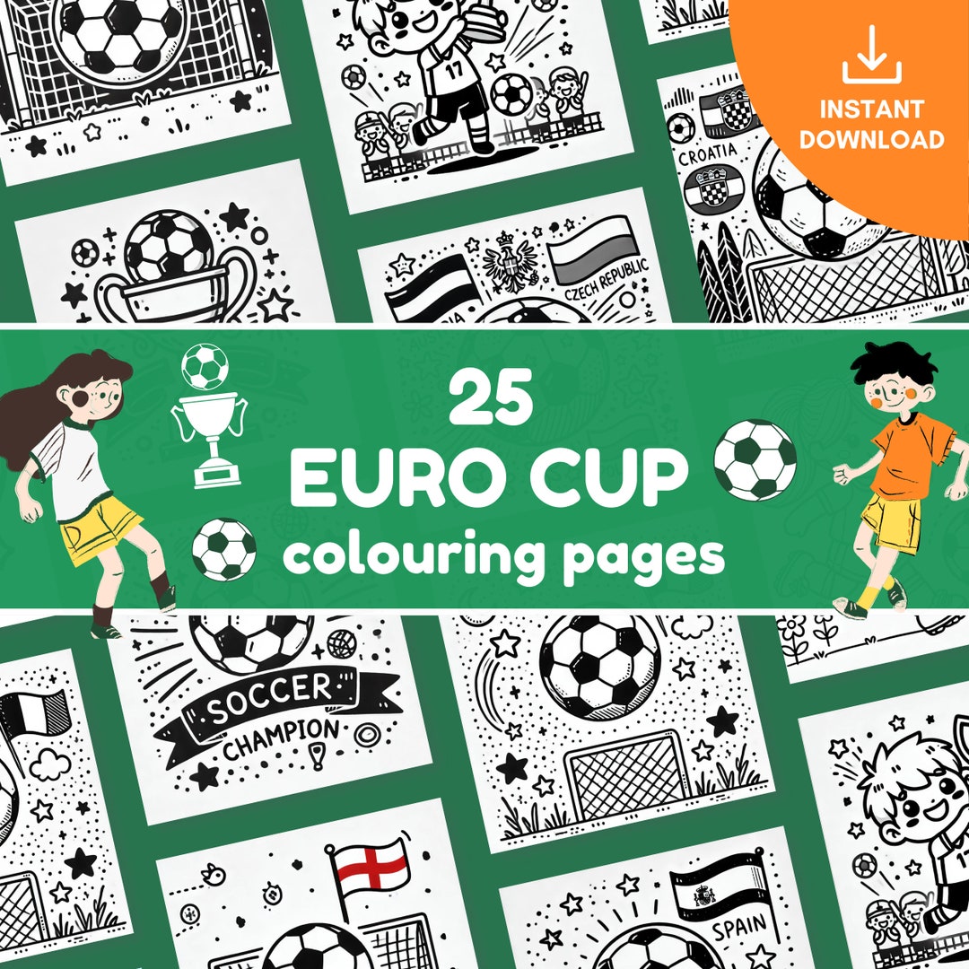 Euro 2024 Soccer Coloring Book Printable Football Activity Kids Summer ...