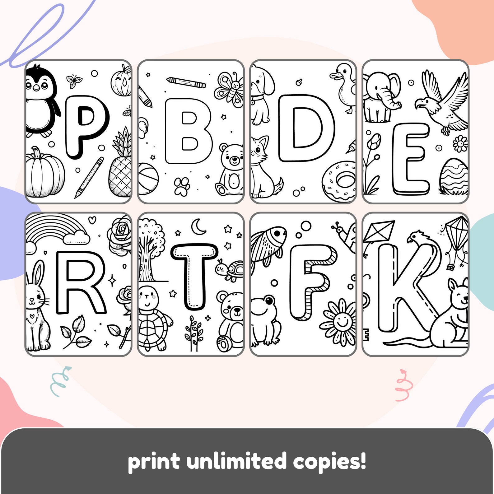 Printable Alphabet Coloring Pages ABC Coloring Book Kids Preschool ...