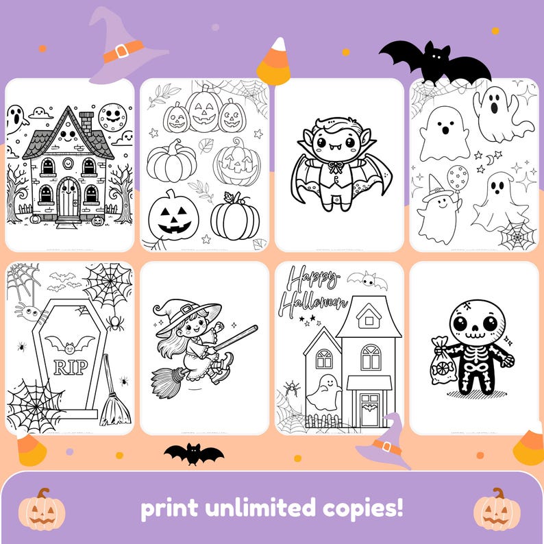 Halloween Coloring Book: Pumpkin, Ghost Activity Pack (digital Download ...