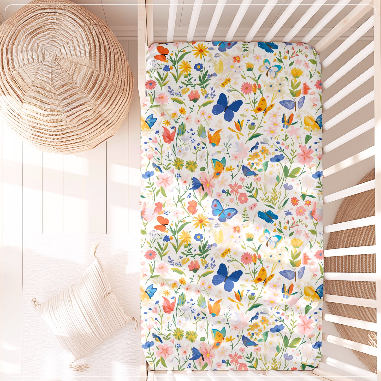 Wildflower Crib Sheets Butterfly Nursery Bedding Baby Girl Bedding ...