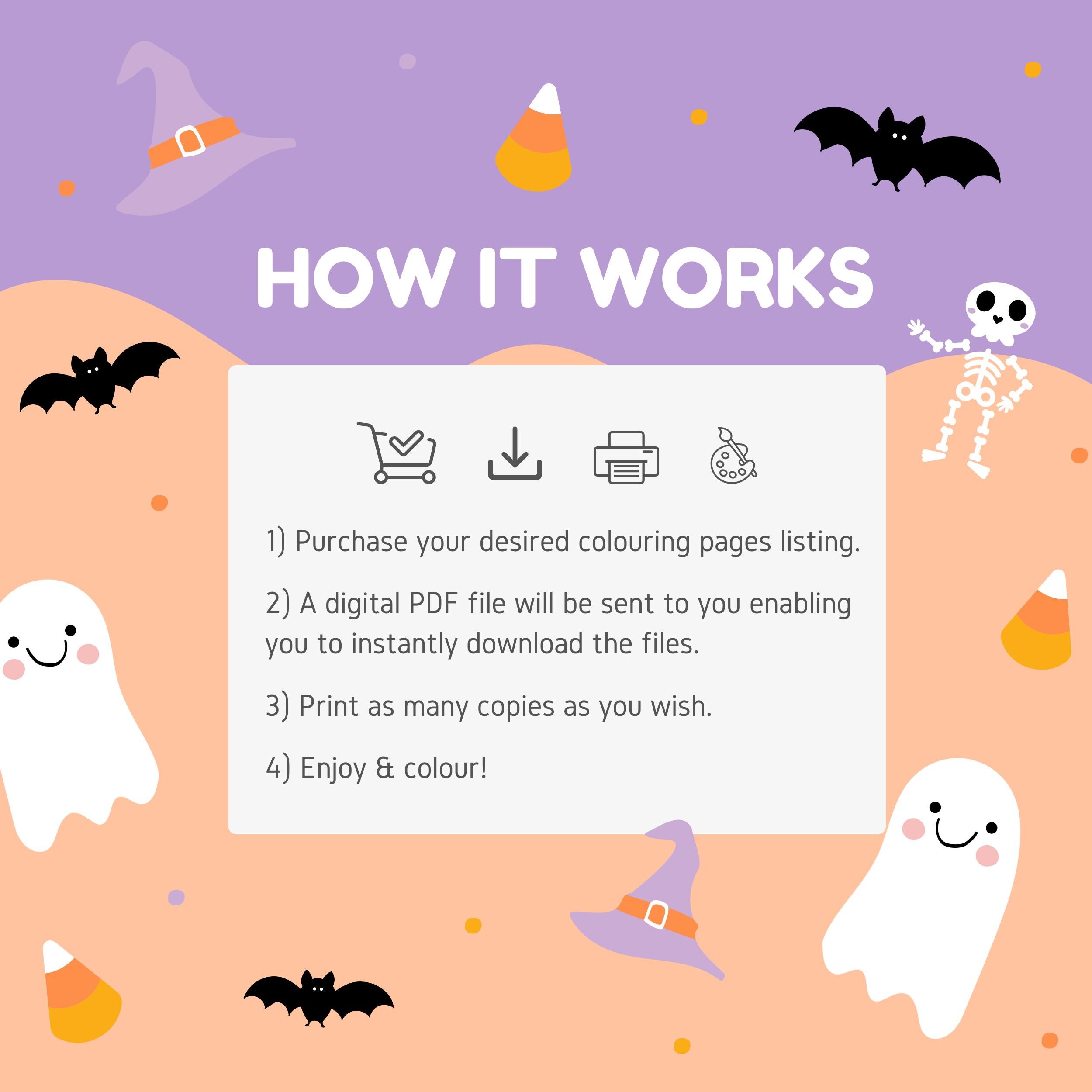 Halloween Coloring Book: Pumpkin, Ghost Activity Pack (digital Download ...