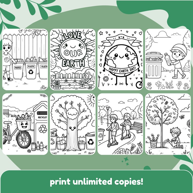 Earth Day Activity Kids Coloring Page Printable Nature Activity Digital ...