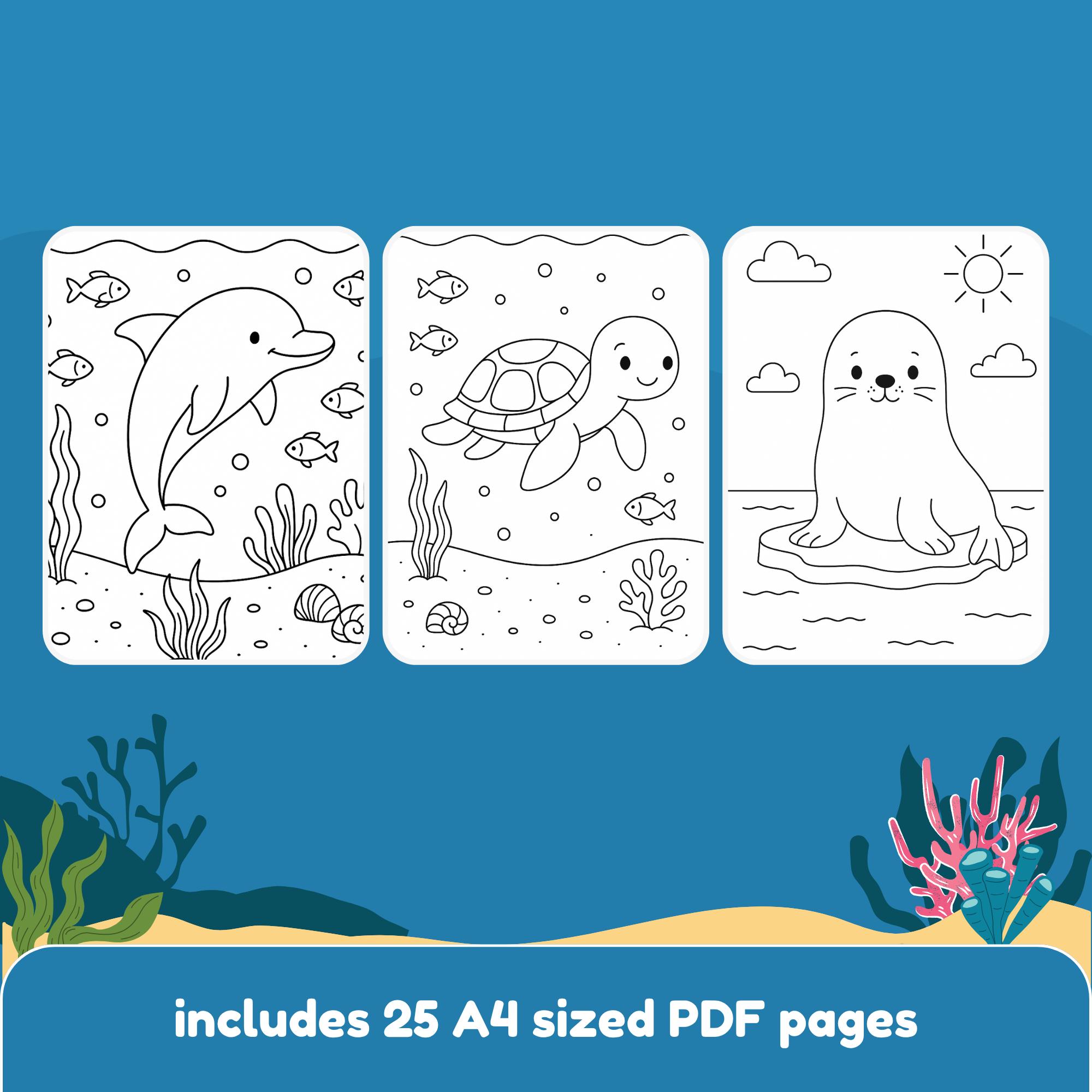 Sea Animal Coloring Book: Under the Sea Activity Pages (PDF Download A4 ...