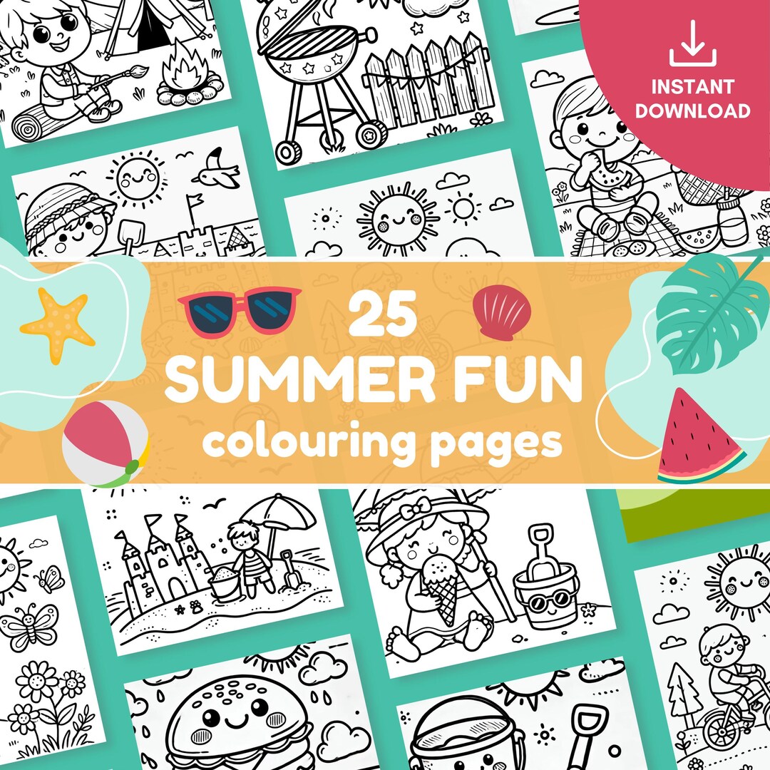 Summer Activity Coloring Pages Kids Summer Holiday Coloring Book ...
