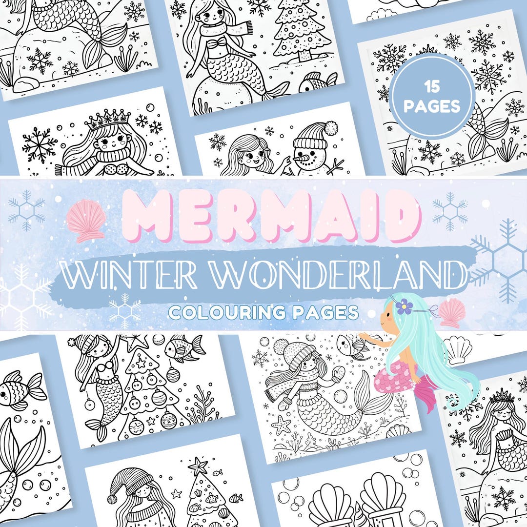 Mermaid Coloring Pages Winter Wonderland Activity Printable Mermaid ...