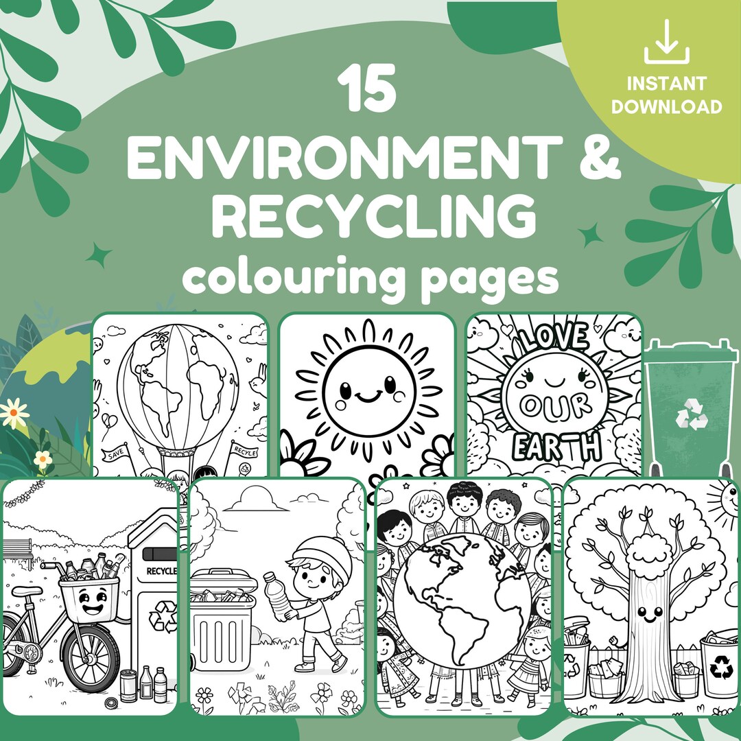 Homeschool Coloring Book Kid Earth Day Activity Printable Environment ...