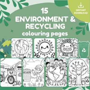 Homeschool Coloring Book Kid Earth Day Activity Printable Environment ...
