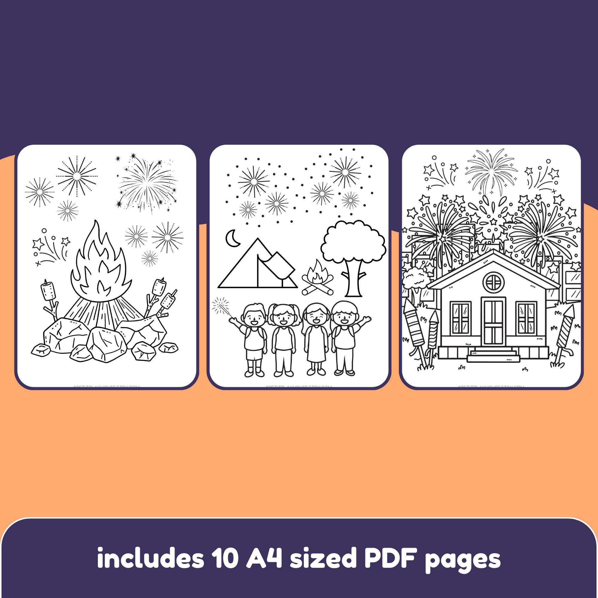 Bonfire Night Coloring Pages: Kids Printable Activity (PDF) - Etsy
