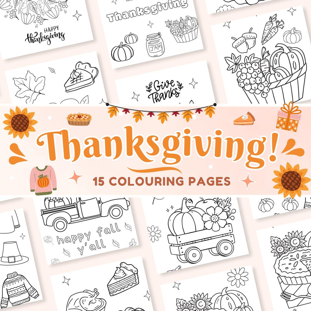 Thanksgiving Coloring Pages: Fall Activity Book (PDF) - Etsy