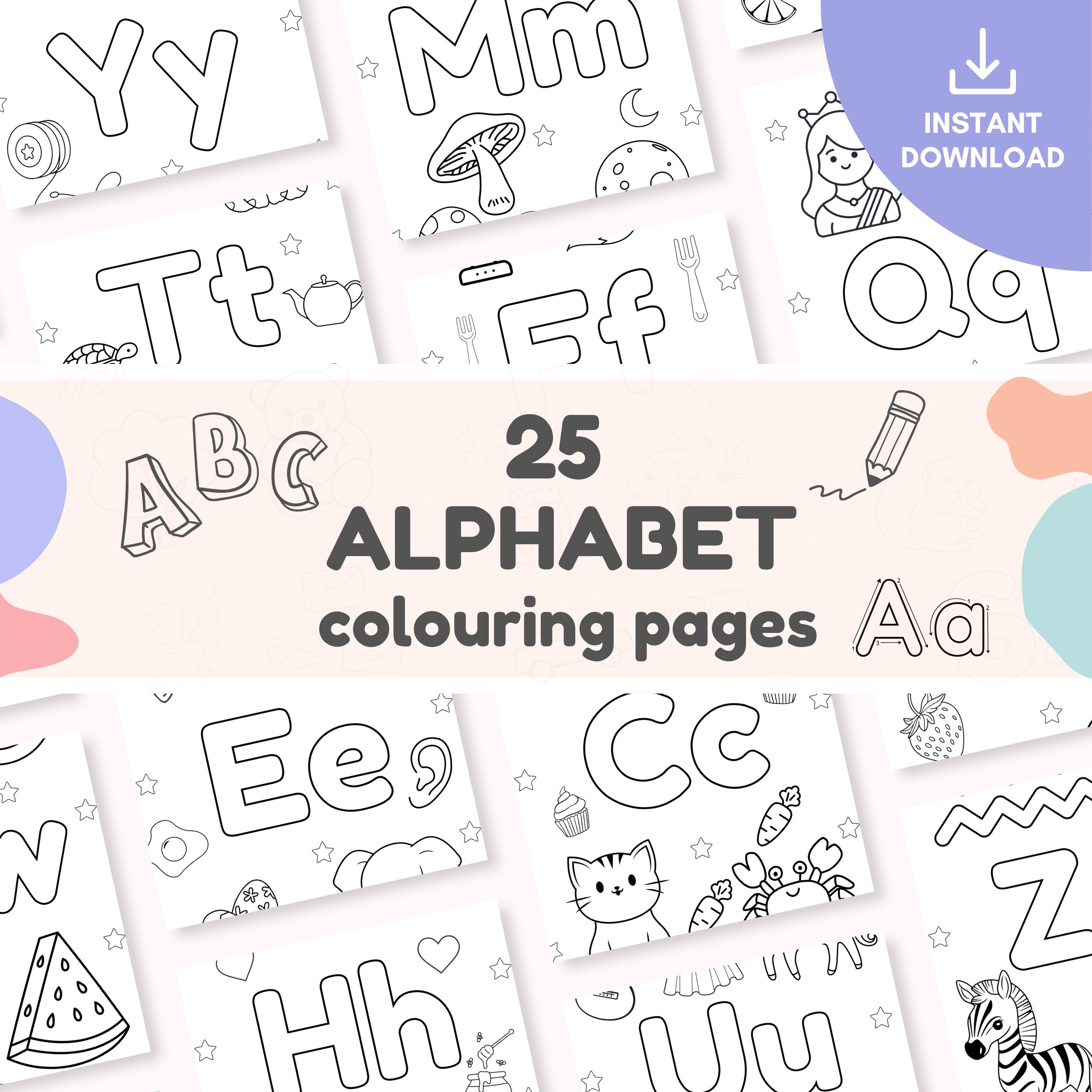 ABC Coloring Book Printable Alphabet Coloring Pages Kids Preschool ...