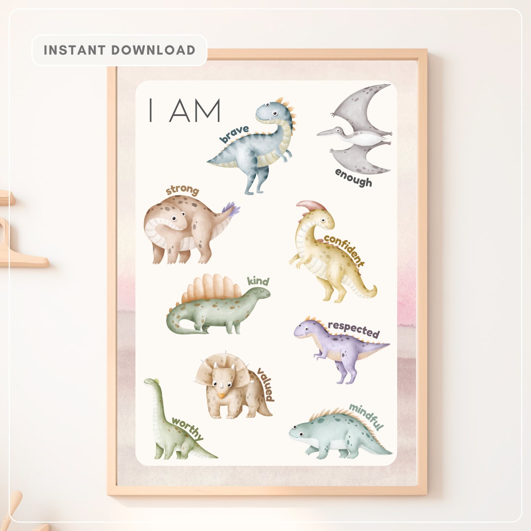 Dinosaur Poster Boys Large Playroom Poster Dinosaur Room Decor Kids ...