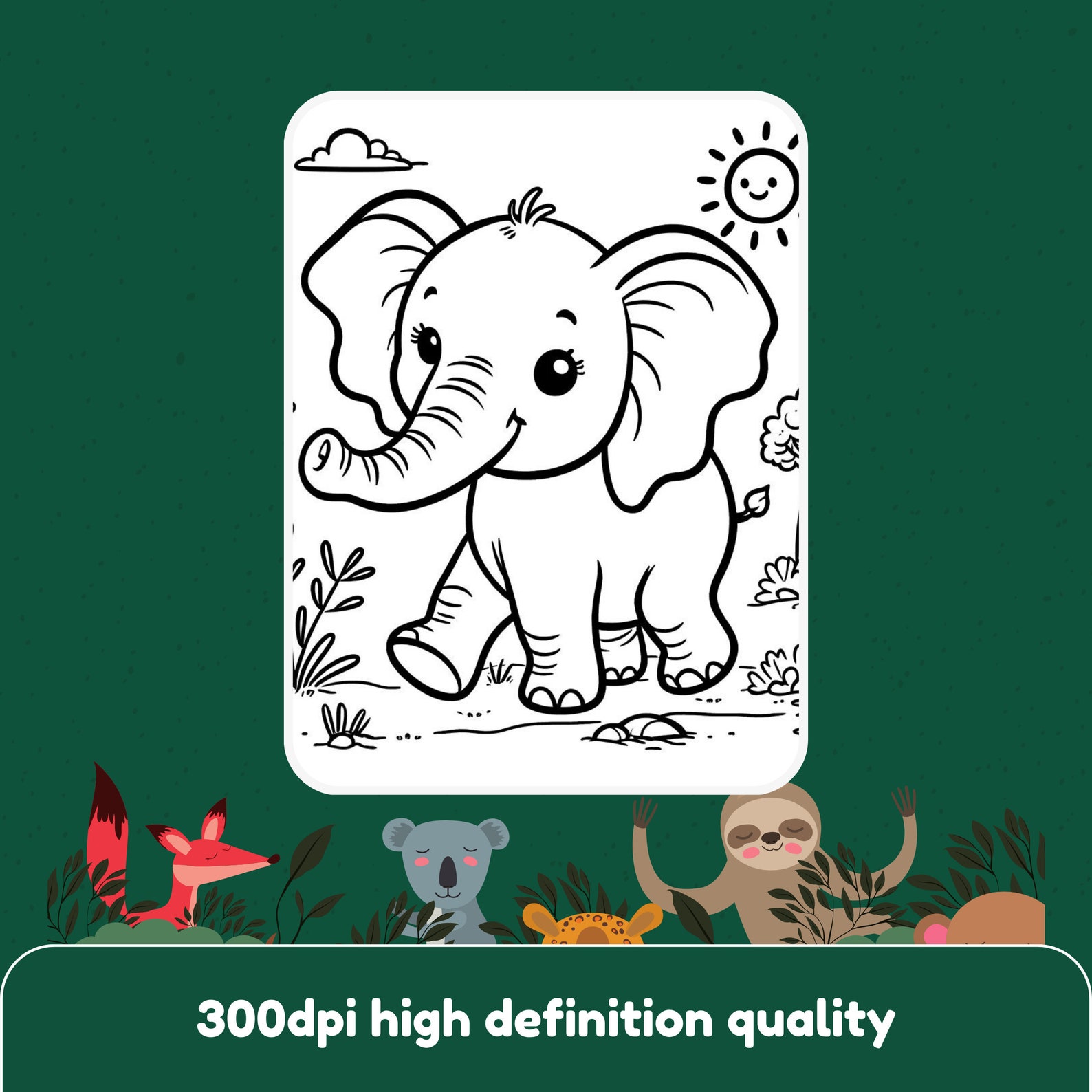Jungle Animal Coloring Book Printable Safari Pages Kids Activity Ebook ...
