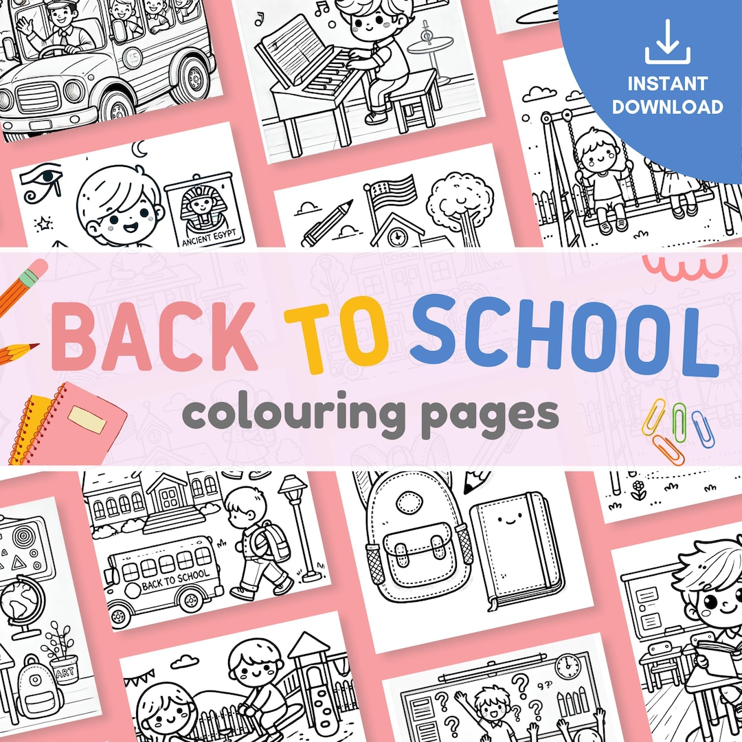 Back to School Coloring Kids First Day School Printable Kindergarten ...